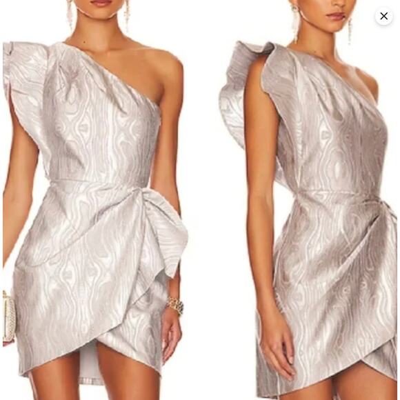 SAYLOR | Dresses | Revolve Saylor Ann Faux Wrap Dress In Silver Mini ...